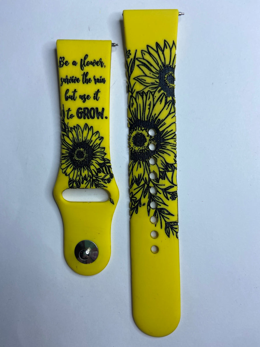 Sunflower engraved Apple Watch band, Samsung, Fitbit Versa 2 – Plum Ink ...